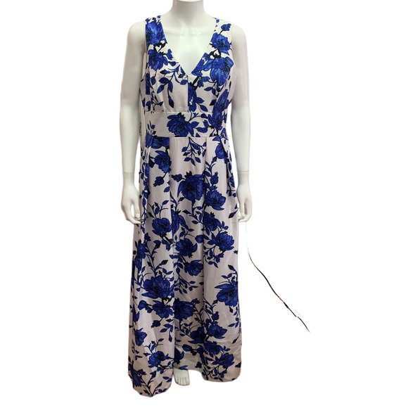 Melrose | Dresses | Melrose White Blue Floral Print V Neck Sleeveless ...